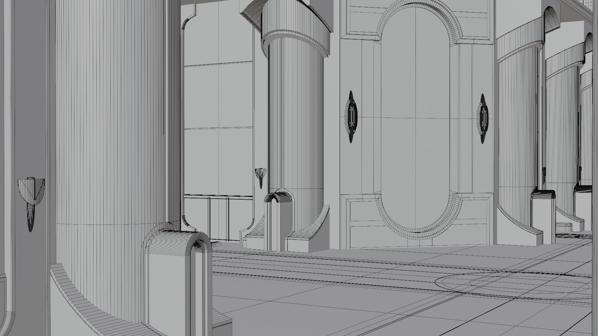 3D Model Jedi Temple Hallway Pack - TurboSquid 2146703