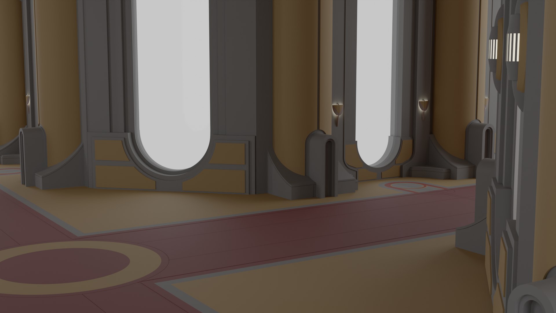 3D Model Jedi Temple Hallway Pack - TurboSquid 2146703