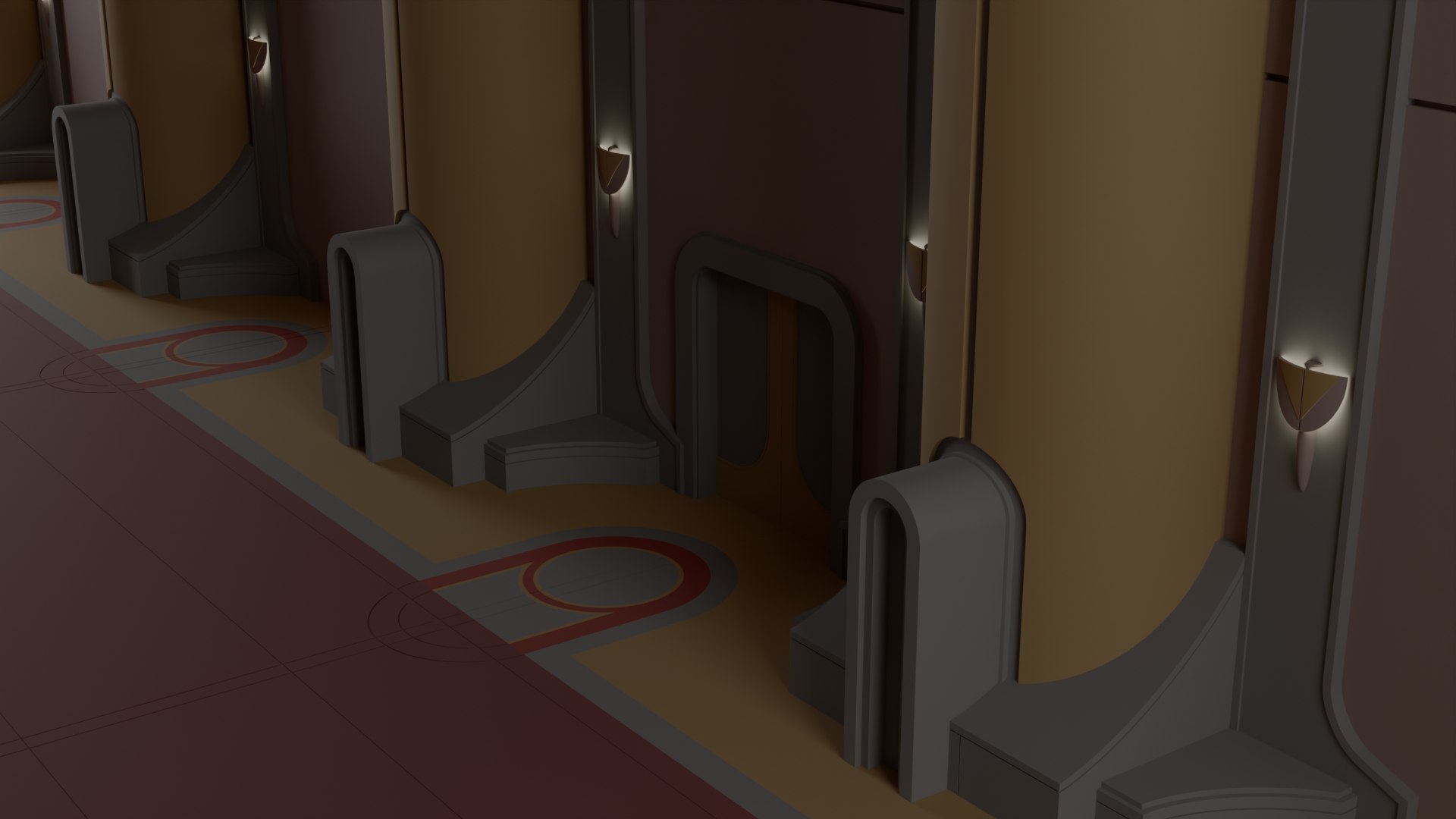 3D Model Jedi Temple Hallway Pack - TurboSquid 2146703