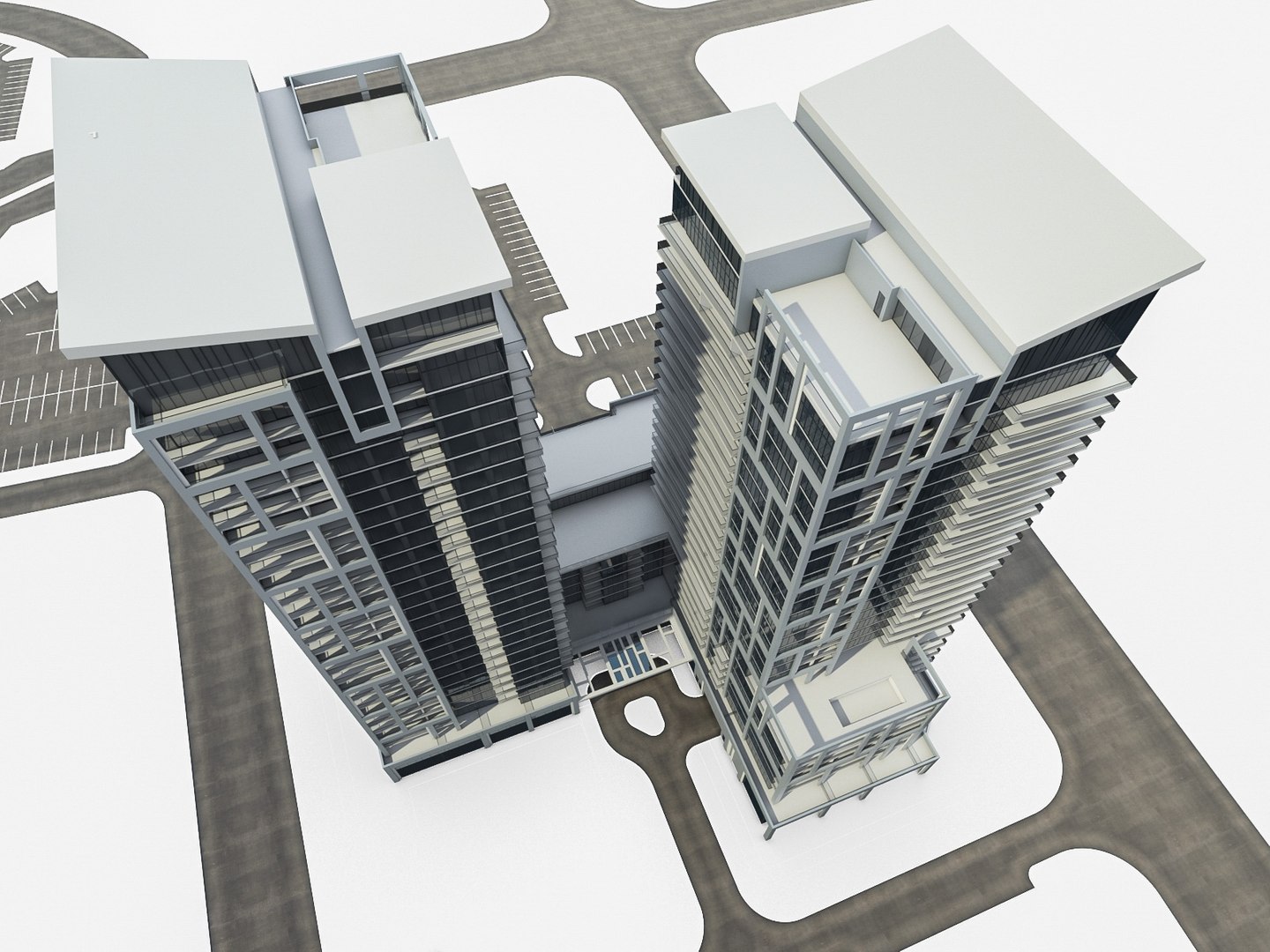 Residential Tower Complex 02 3D Model - TurboSquid 1751345