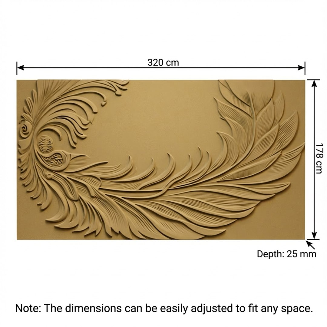 3D Modern Feather Relief Panel Wall Decor Set STL Mural CNC 351 Model ...