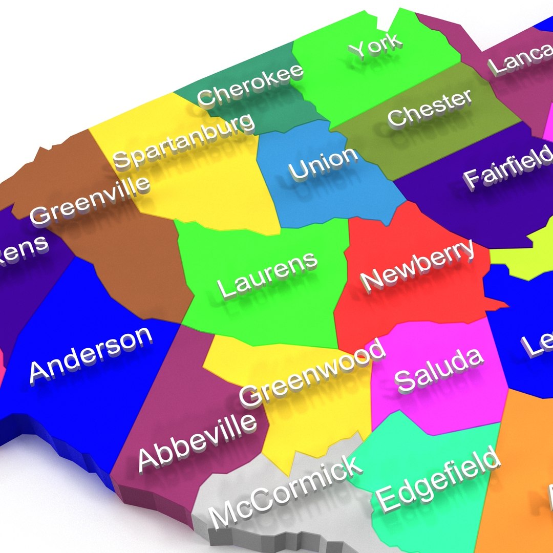 South Carolina Counties 3d Model