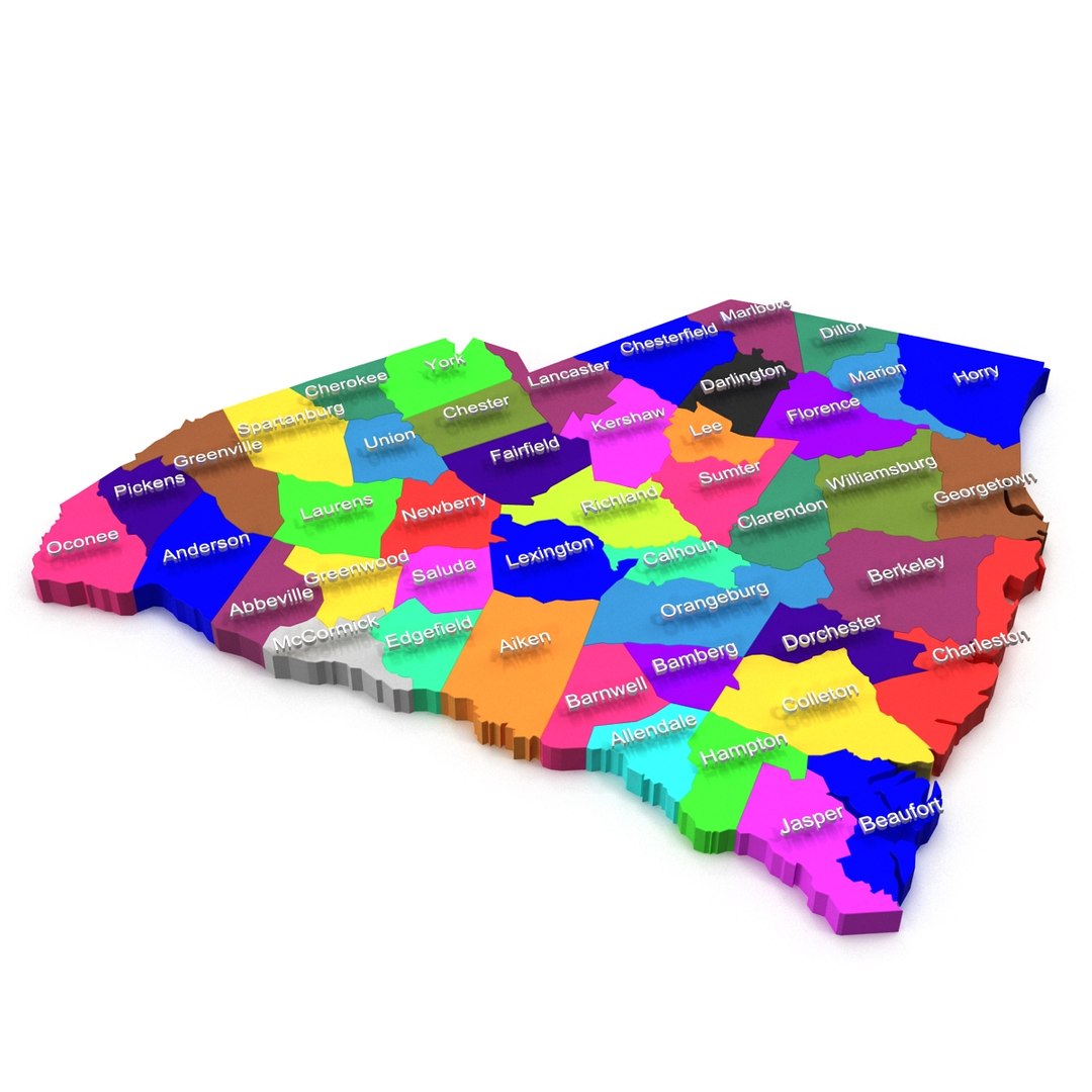 South Carolina Counties 3d Model