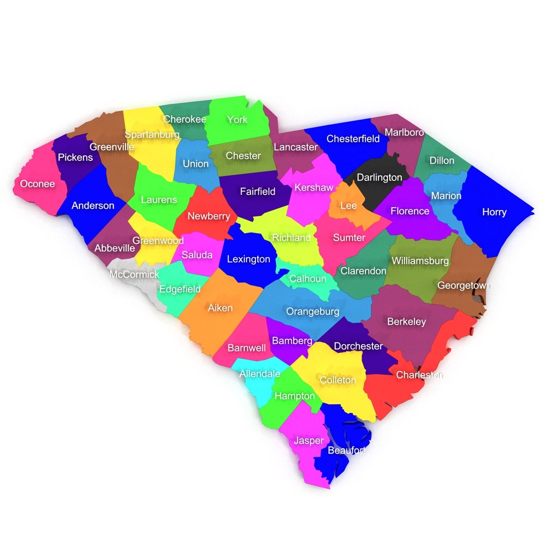 South Carolina Counties 3d Model