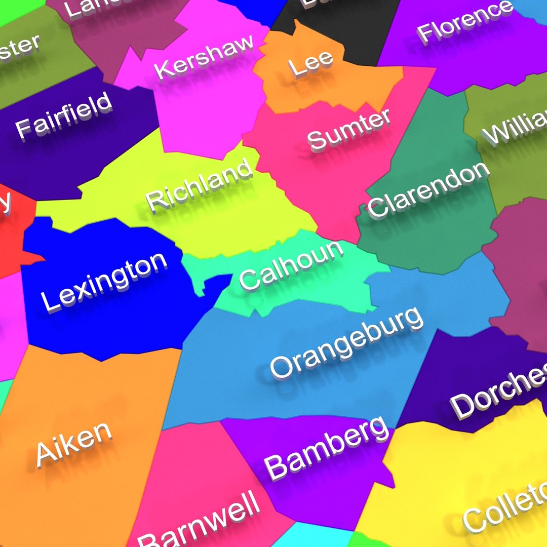 South Carolina Counties 3d Model