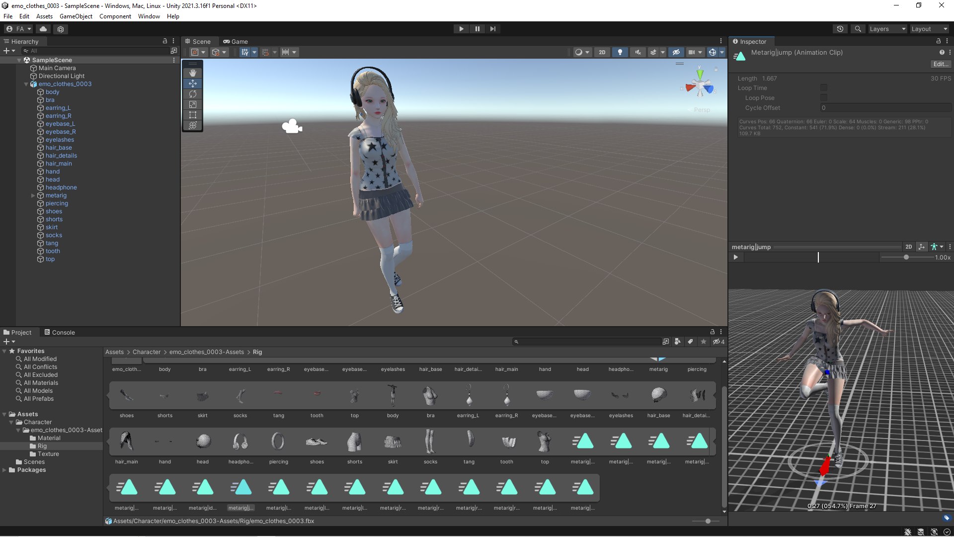 Emo Clothing 0003 - UE5 - Unity - Blender - Animated - Realistic Female Character 3D Model ...