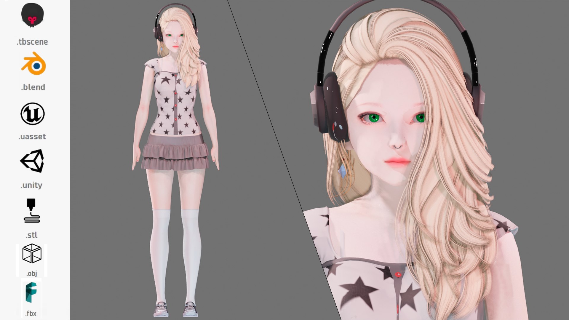 Emo Clothing 0003 - UE5 - Unity - Blender - Animated - Realistic Female Character 3D Model ...