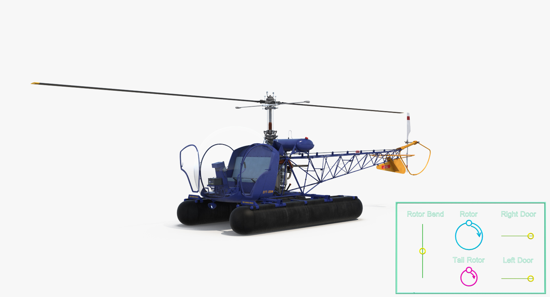 Bell 47 Floats Rigged 3d Max
