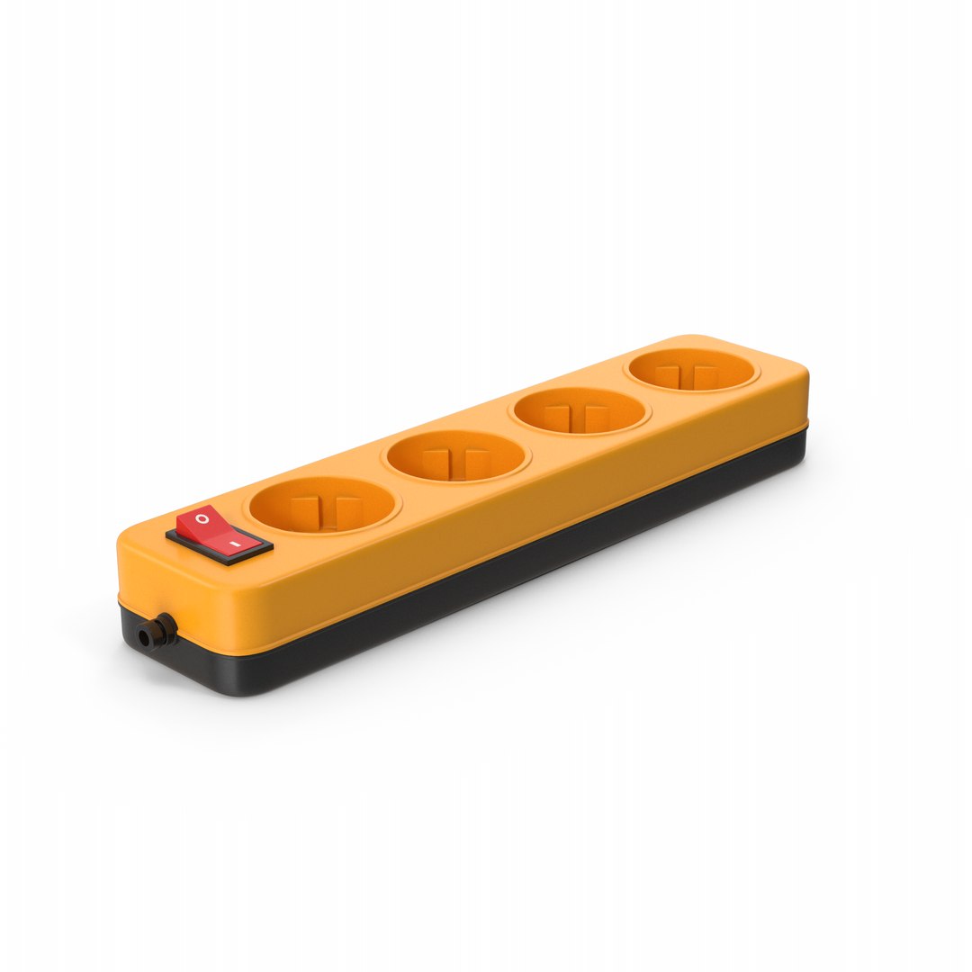 3D Orange Electric Extension Socket - TurboSquid 2339476