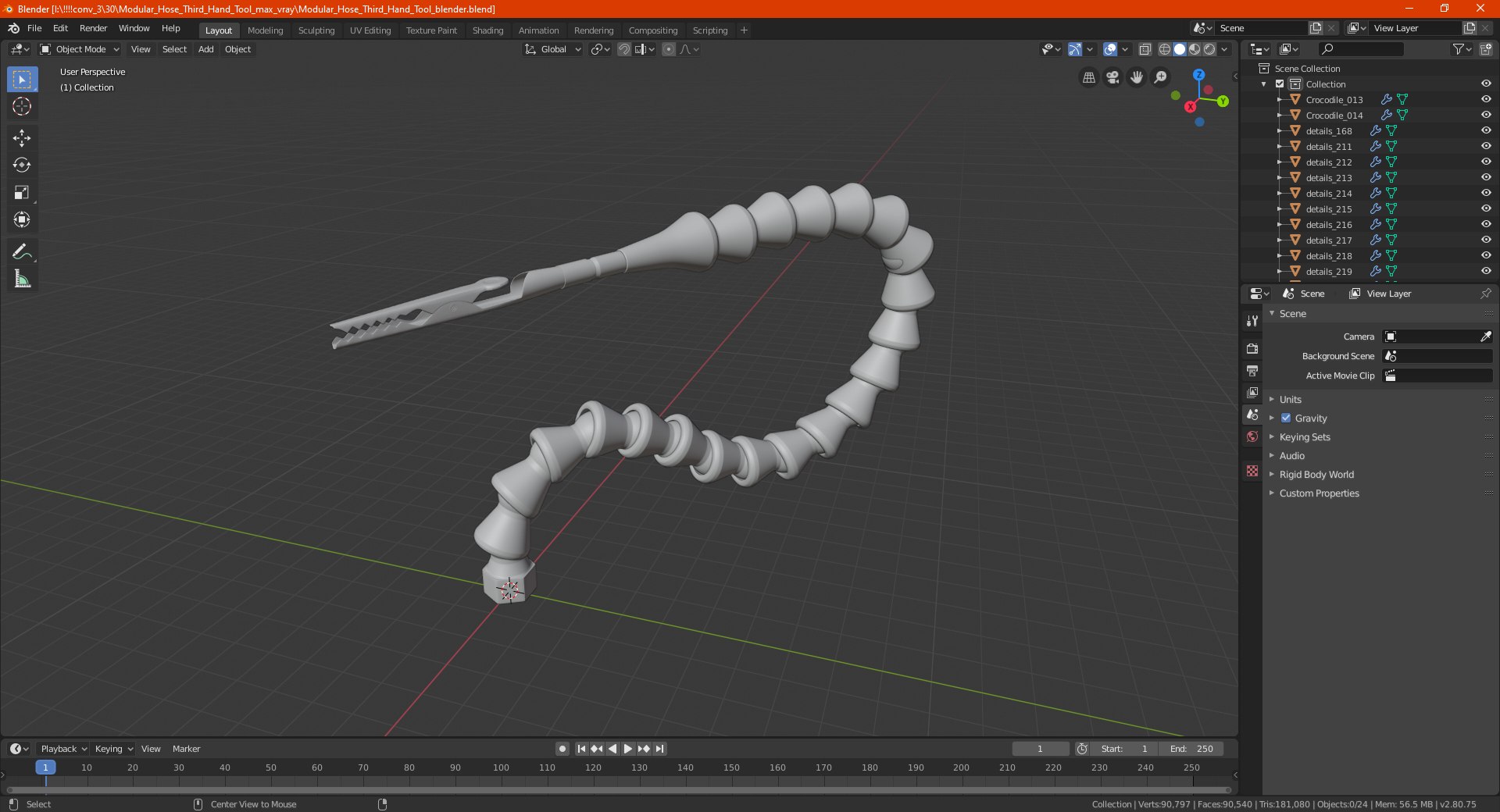 3D modular hose hand tool model - TurboSquid 1606782
