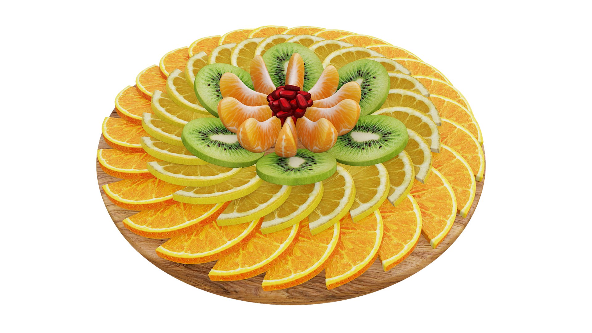 Fruit Platter With Citrus Fruits 3D - TurboSquid 2198222