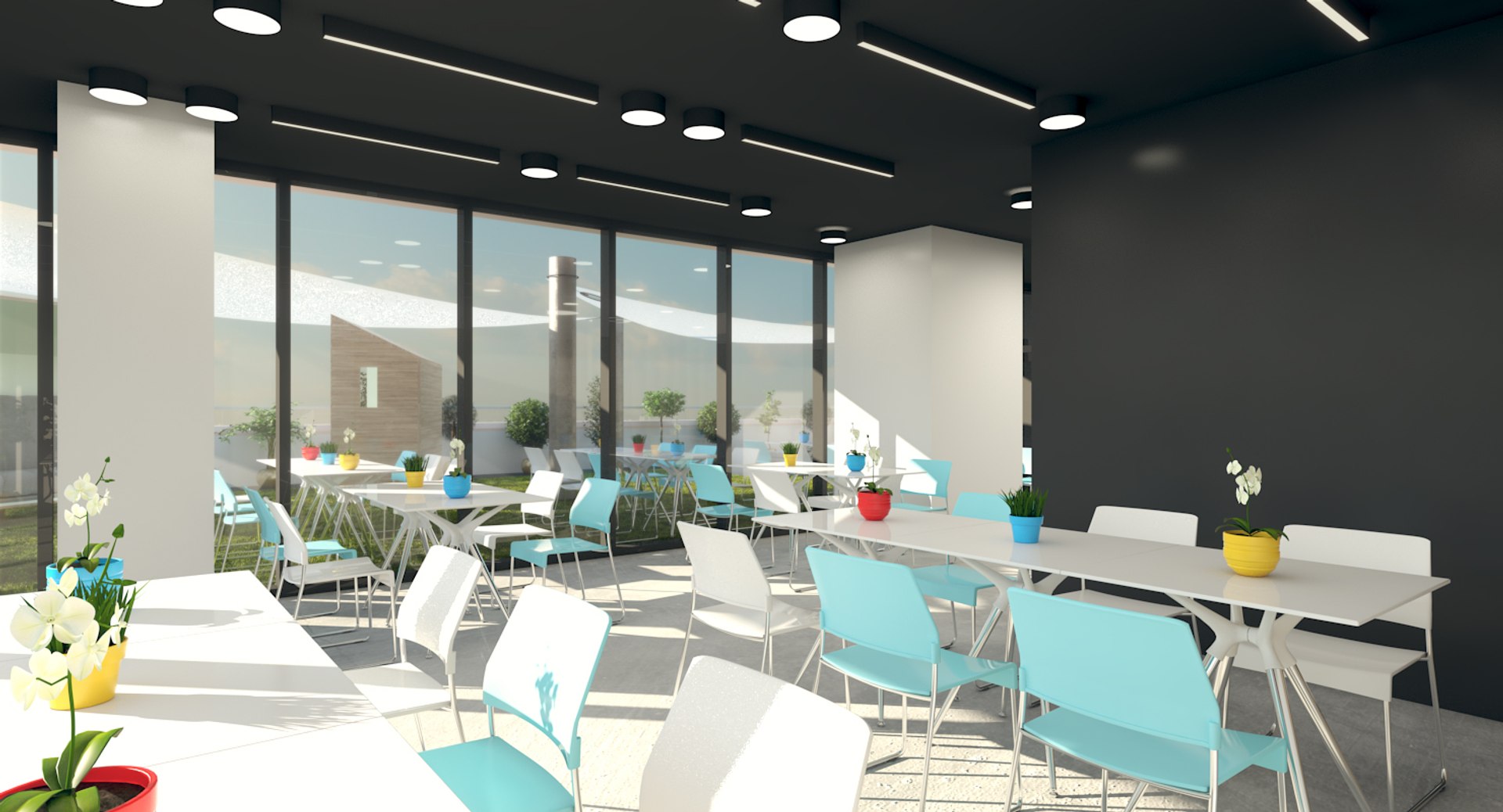 3D Cafeteria Terrace Garden Model - TurboSquid 1301133