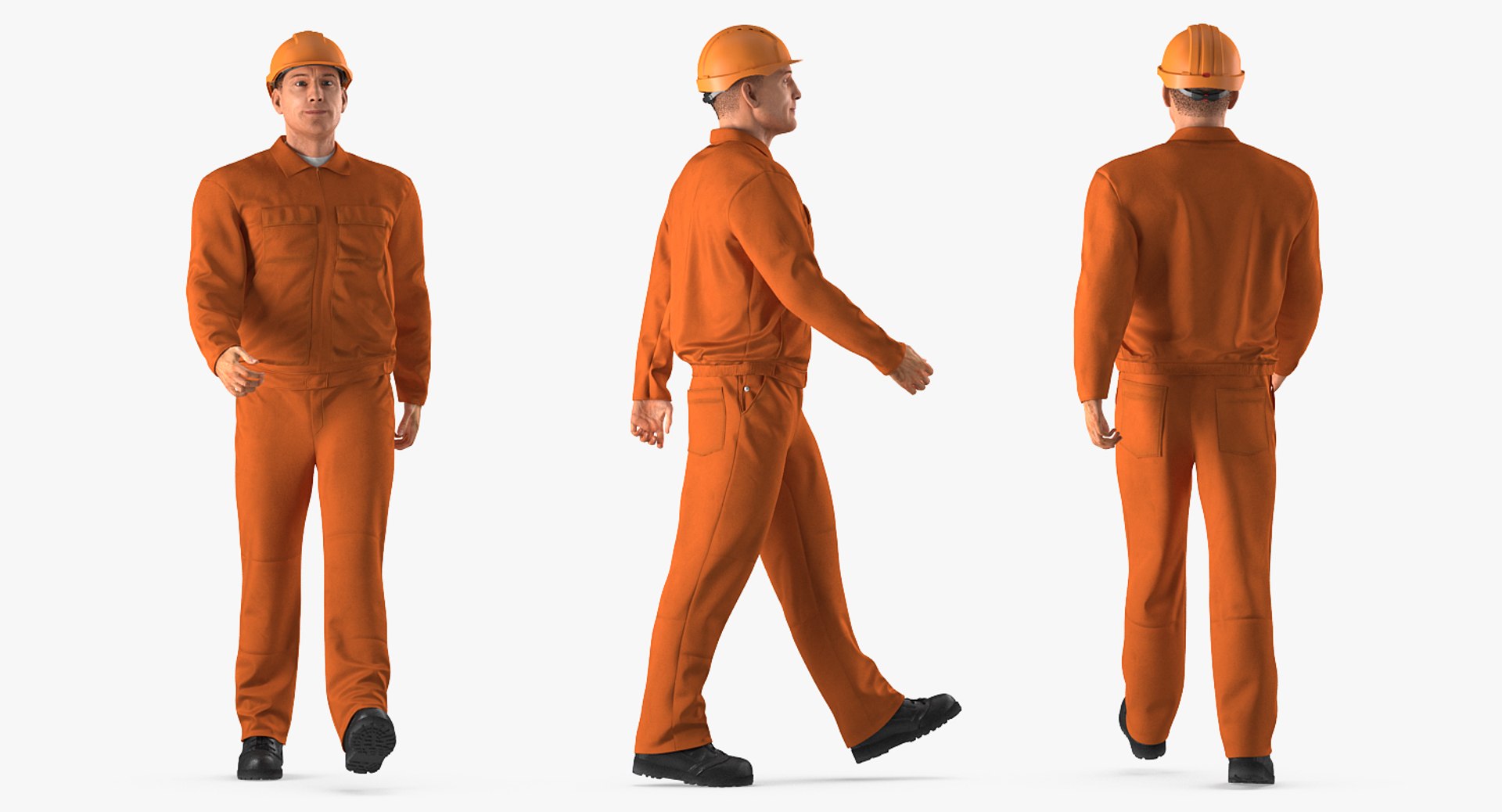 3D builder wearing orange coveralls - TurboSquid 1151366