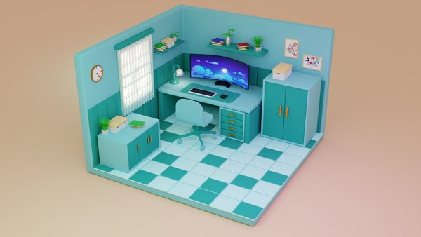 modelo 3d diseño de dormitorio isométrico - TurboSquid 2209572