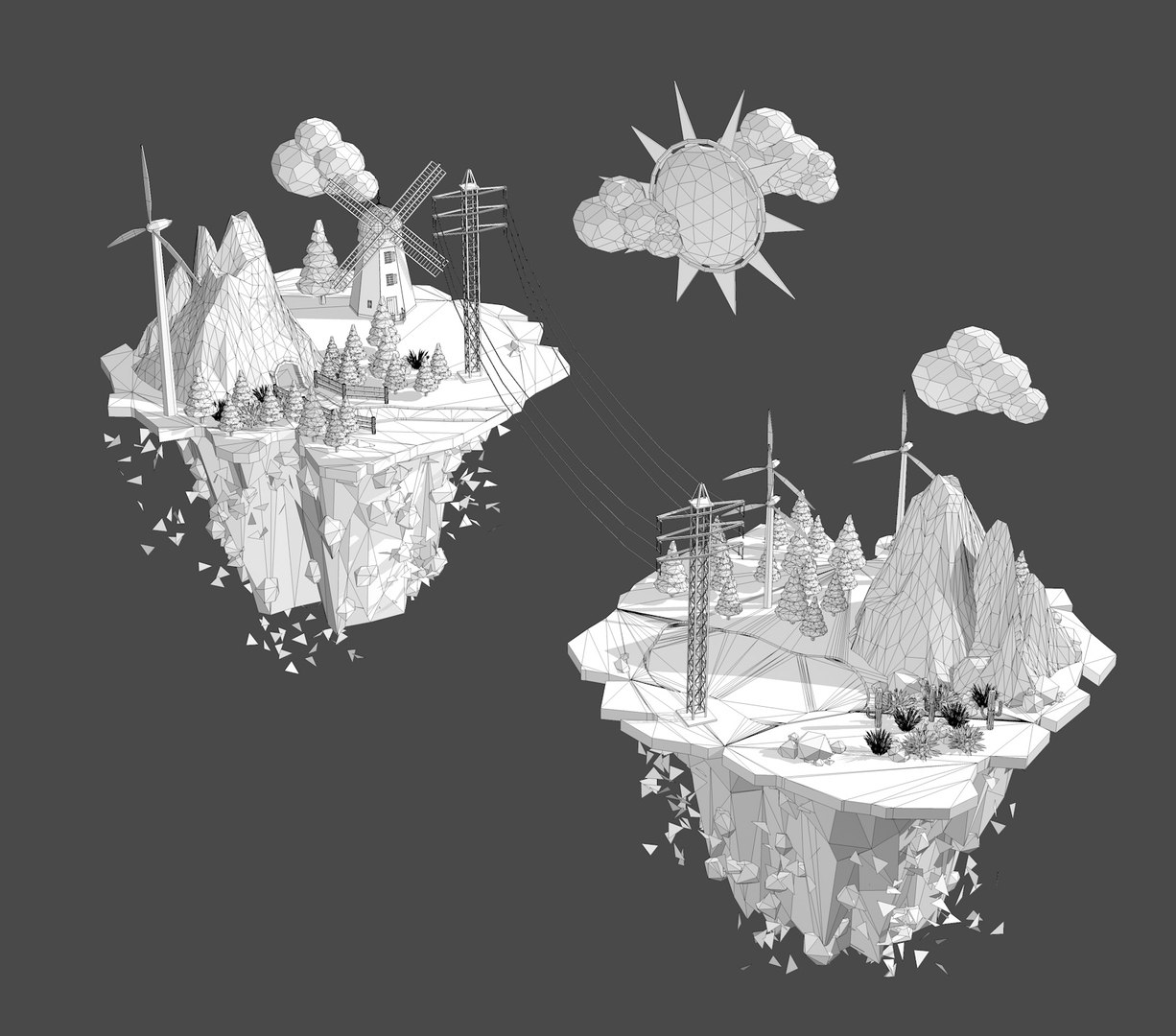 3d Floating Islands Model