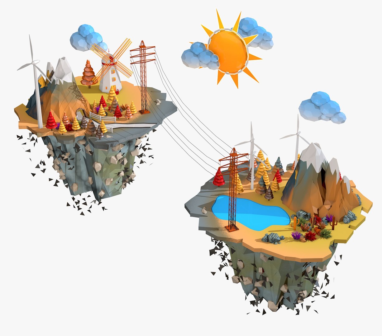 3d Floating Islands Model
