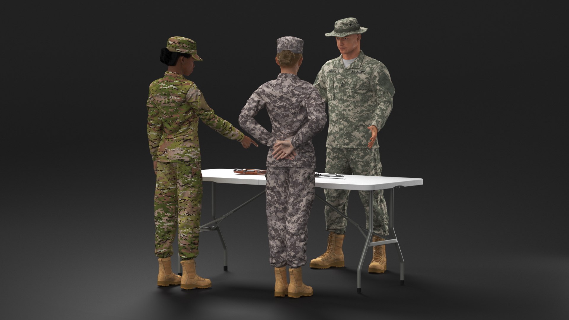 Military Personnel Discussing Weapons Fur 3D Model - TurboSquid 2318243