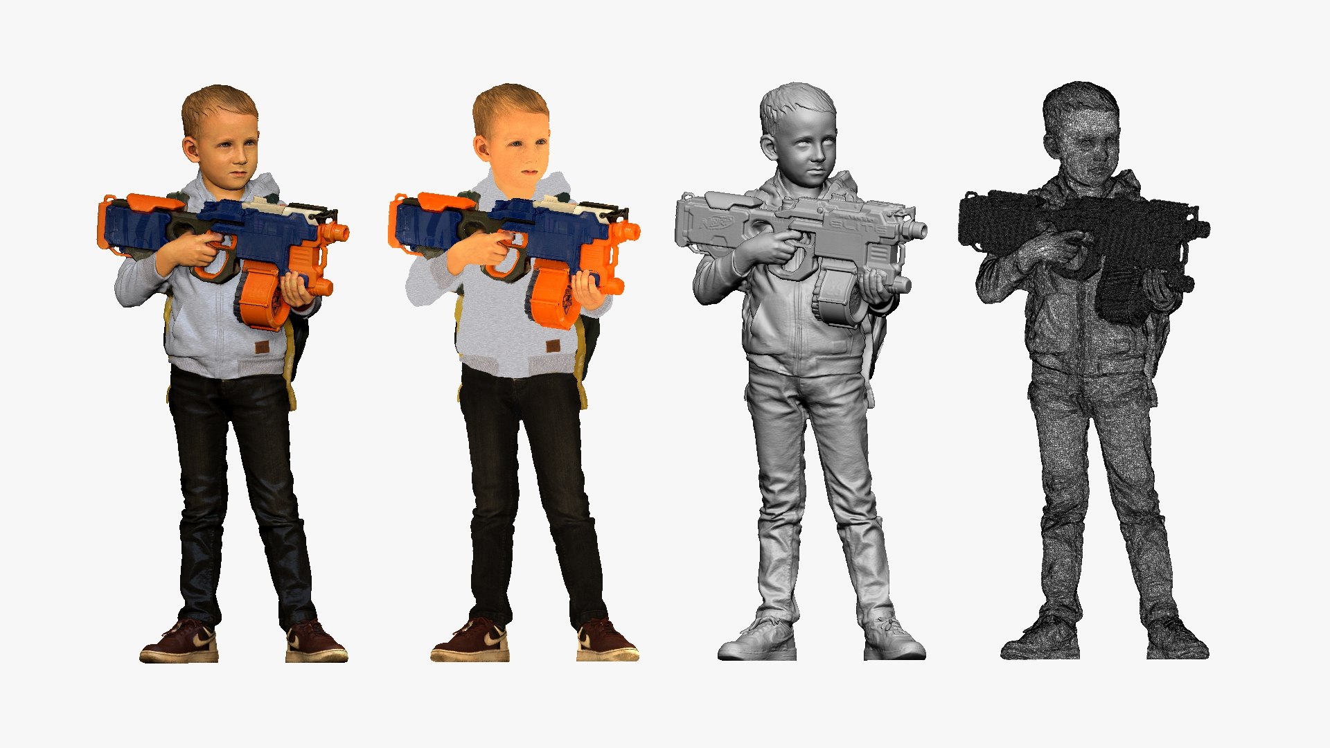 001133 Junior Boy With Water Rifle Bag Behind 3D - TurboSquid 1720701