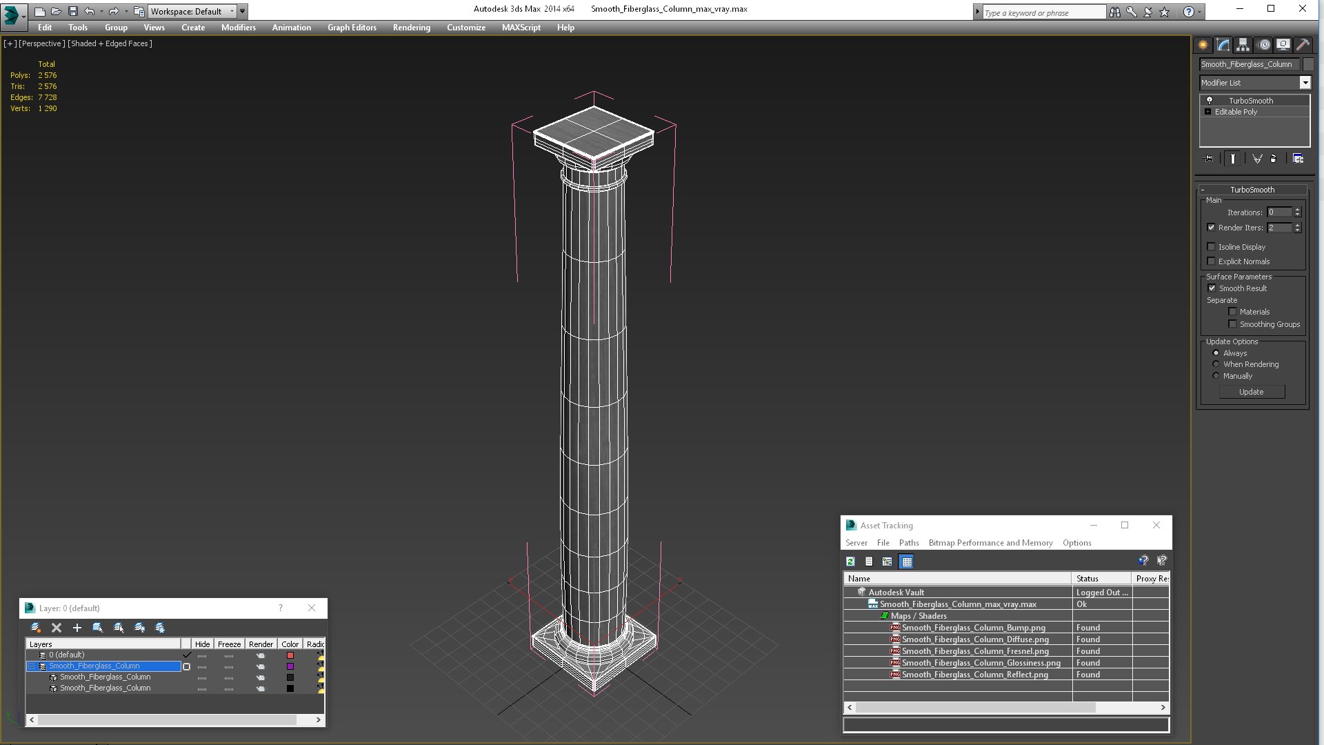 3D Smooth Fiberglass Column - TurboSquid 2142603