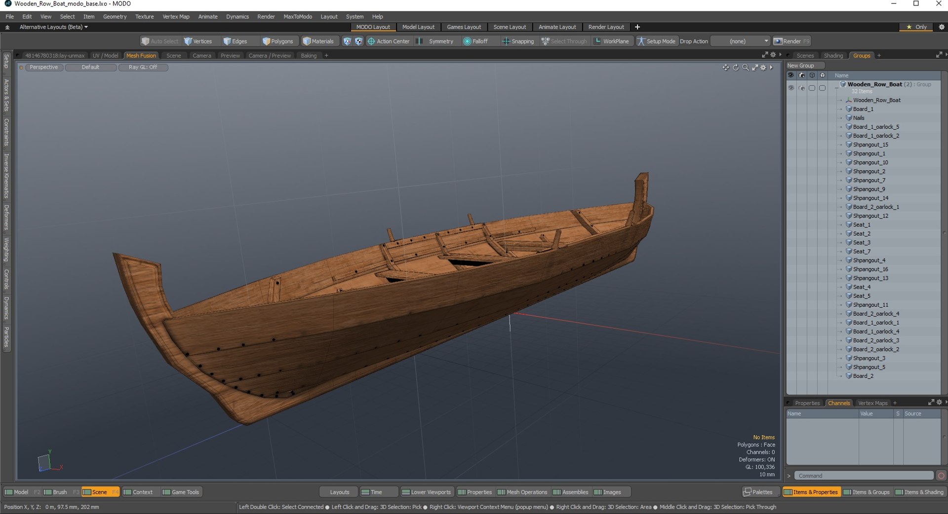 3D Model Wooden Row Boat - TurboSquid 2202481