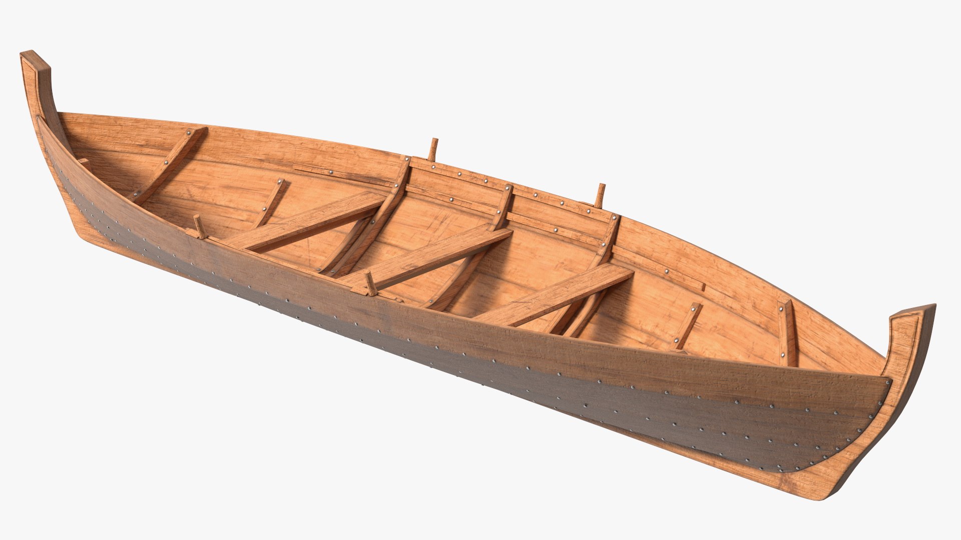 3D Model Wooden Row Boat - TurboSquid 2202481