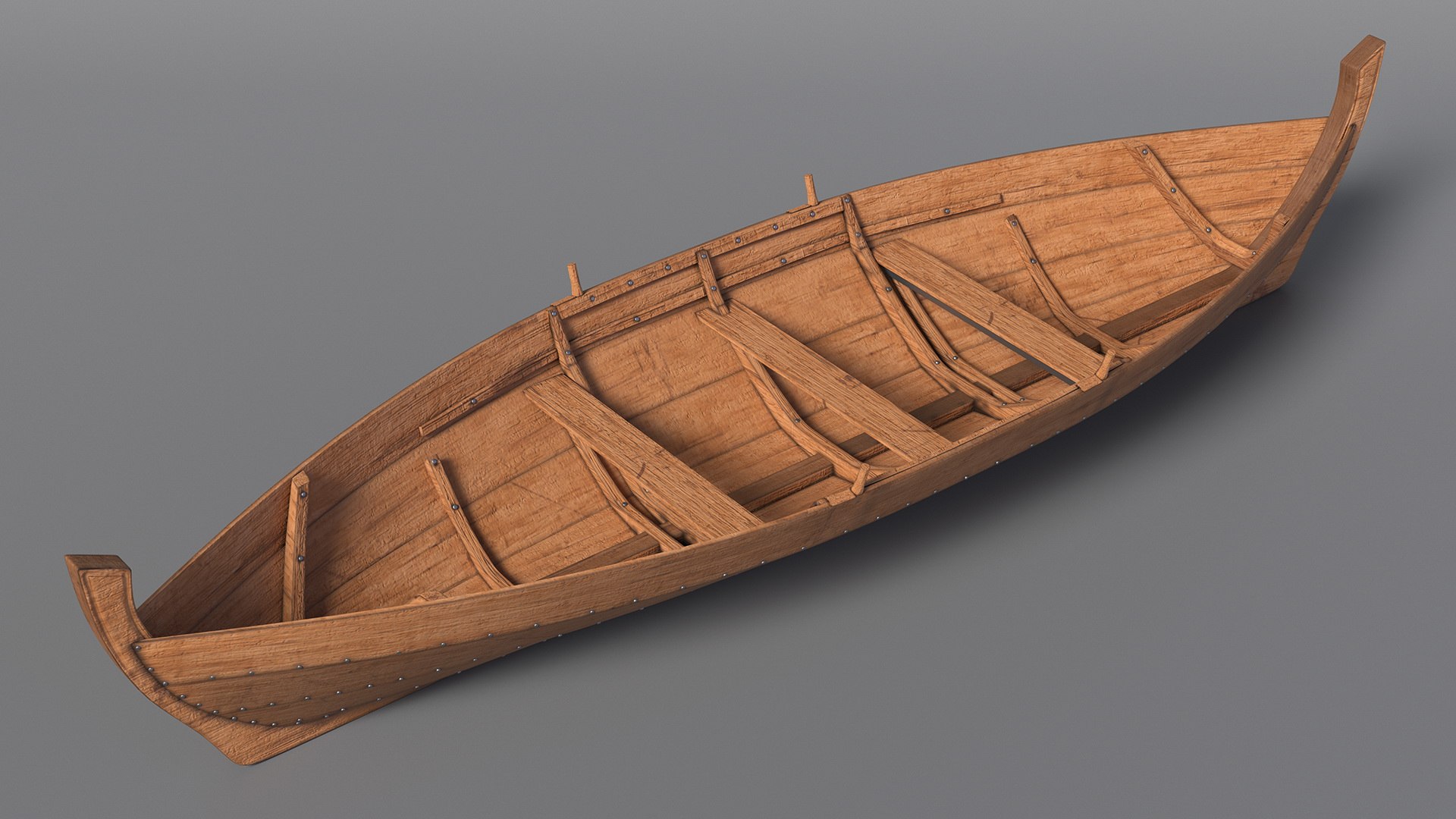 3D Model Wooden Row Boat - TurboSquid 2202481