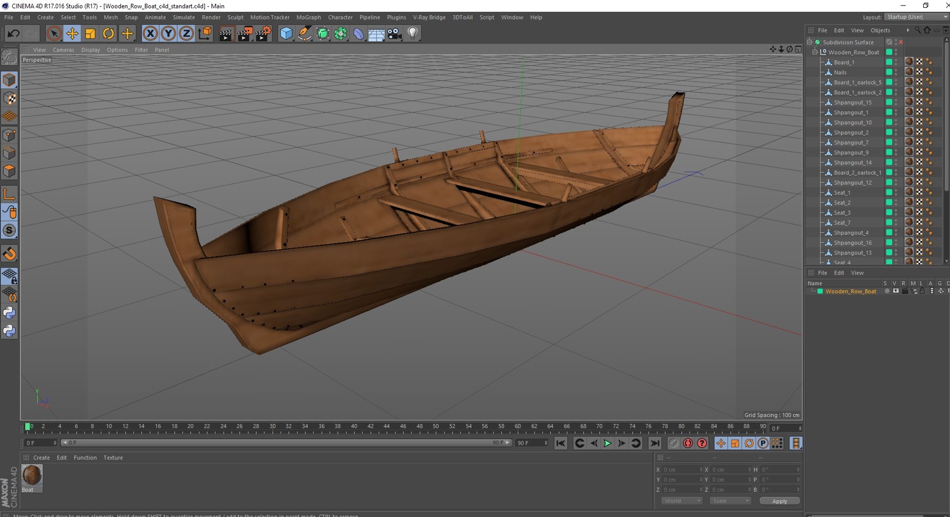 3D Model Wooden Row Boat - TurboSquid 2202481