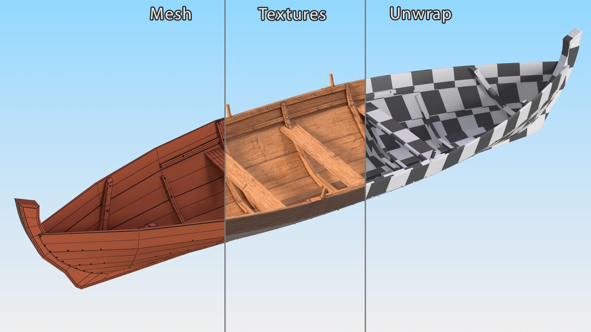 3D Model Wooden Row Boat - TurboSquid 2202481