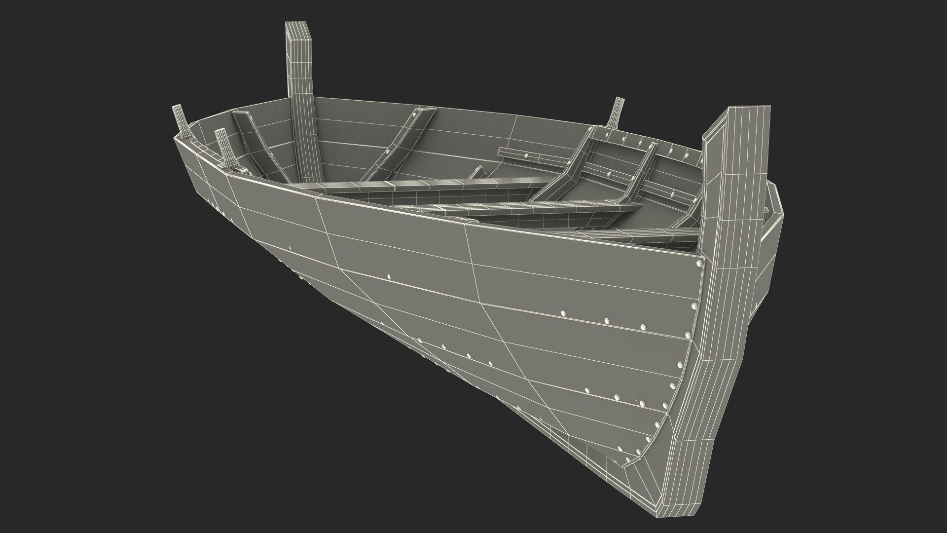 3D Model Wooden Row Boat - TurboSquid 2202481