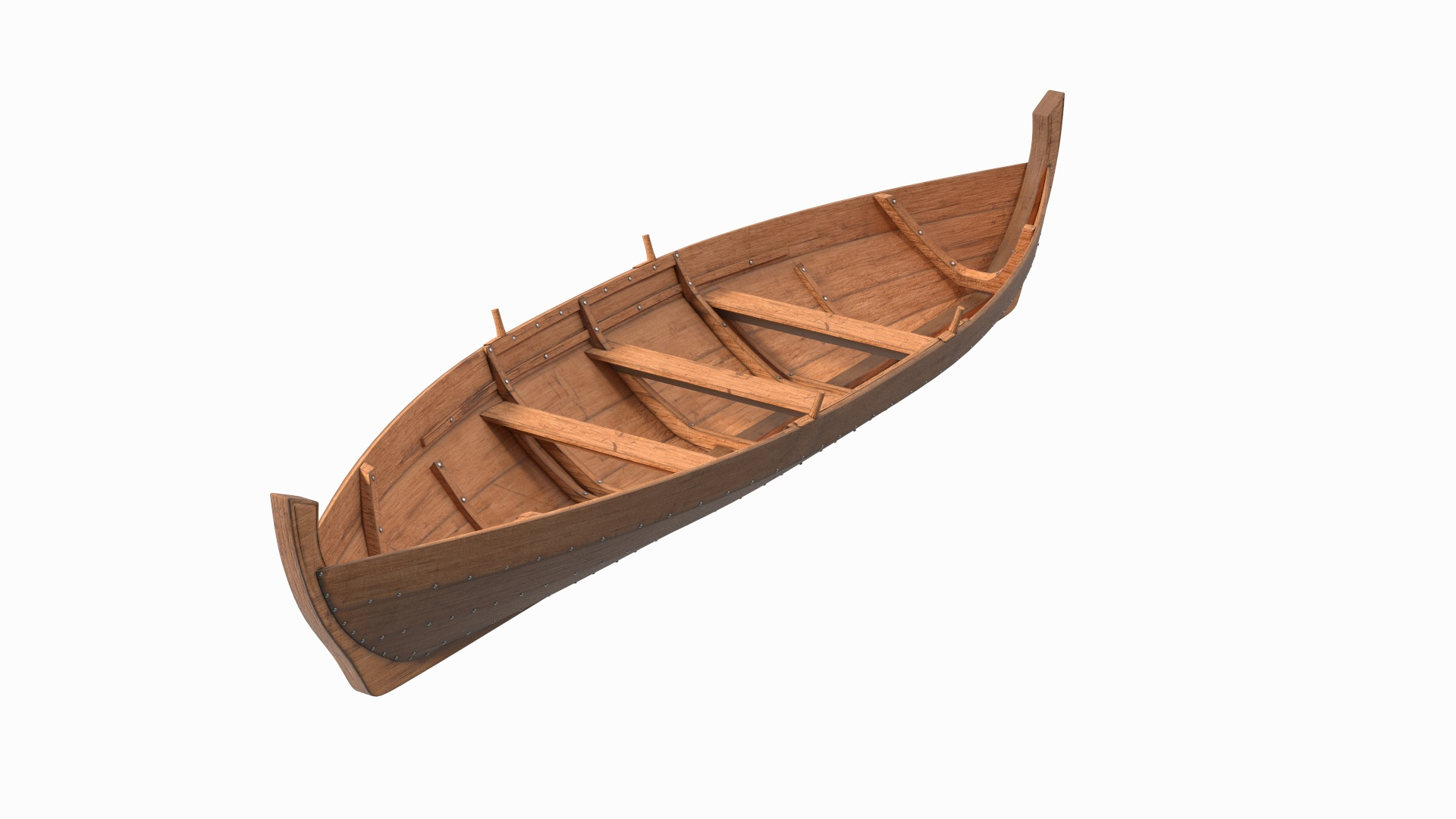 3D Model Wooden Row Boat - TurboSquid 2202481