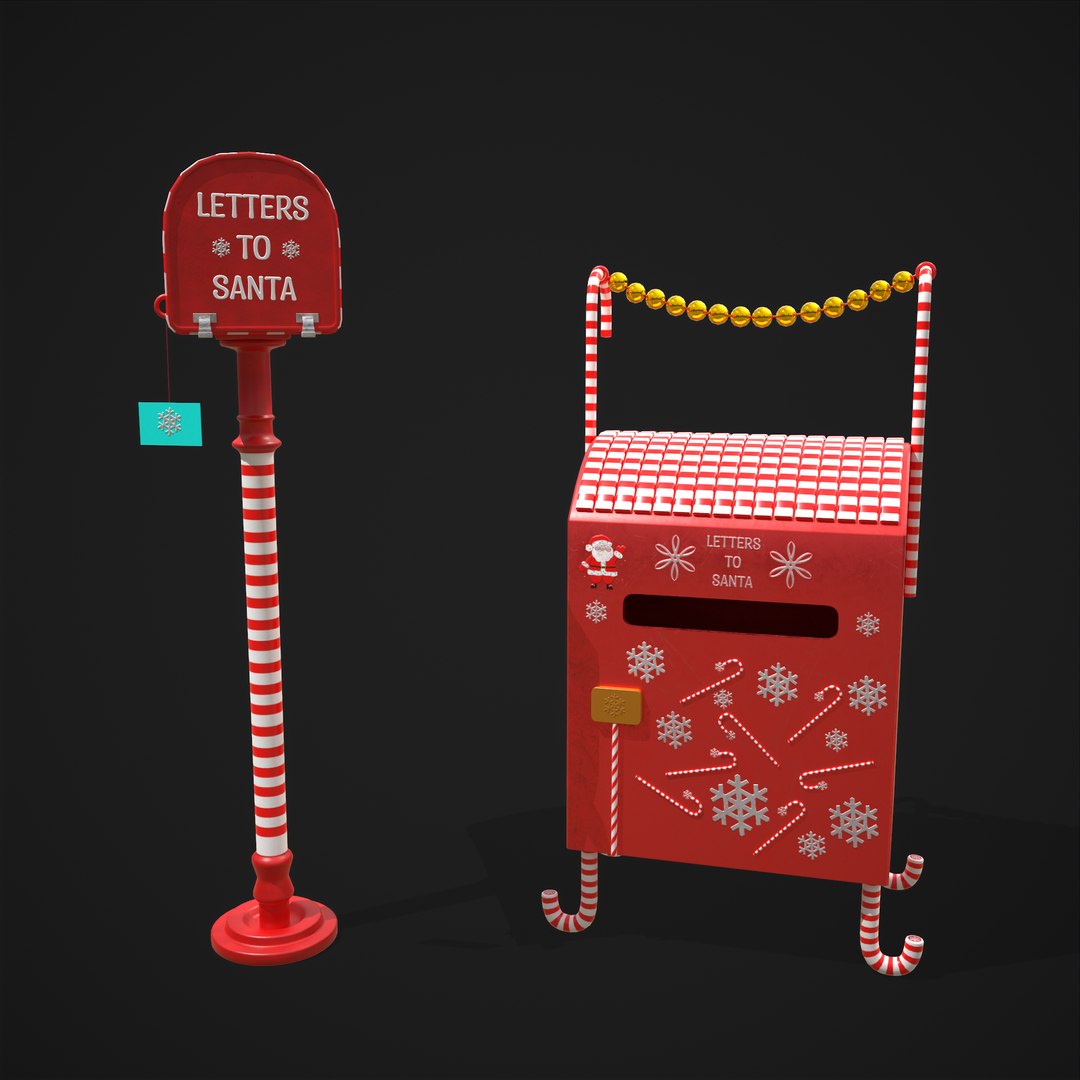 3D Christmas Santas Mail Boxes - TurboSquid 1824628
