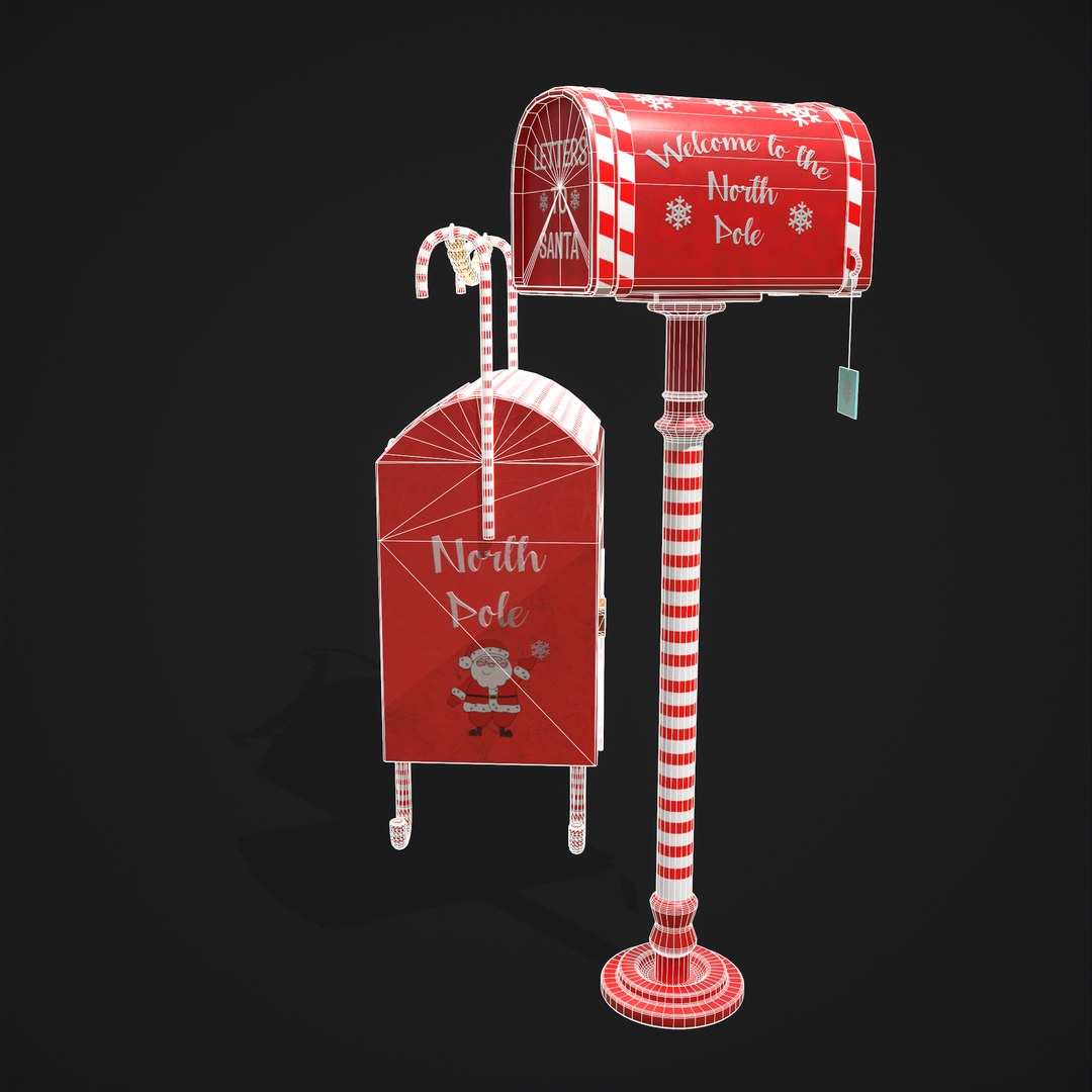 3D Christmas Santas Mail Boxes - TurboSquid 1824628