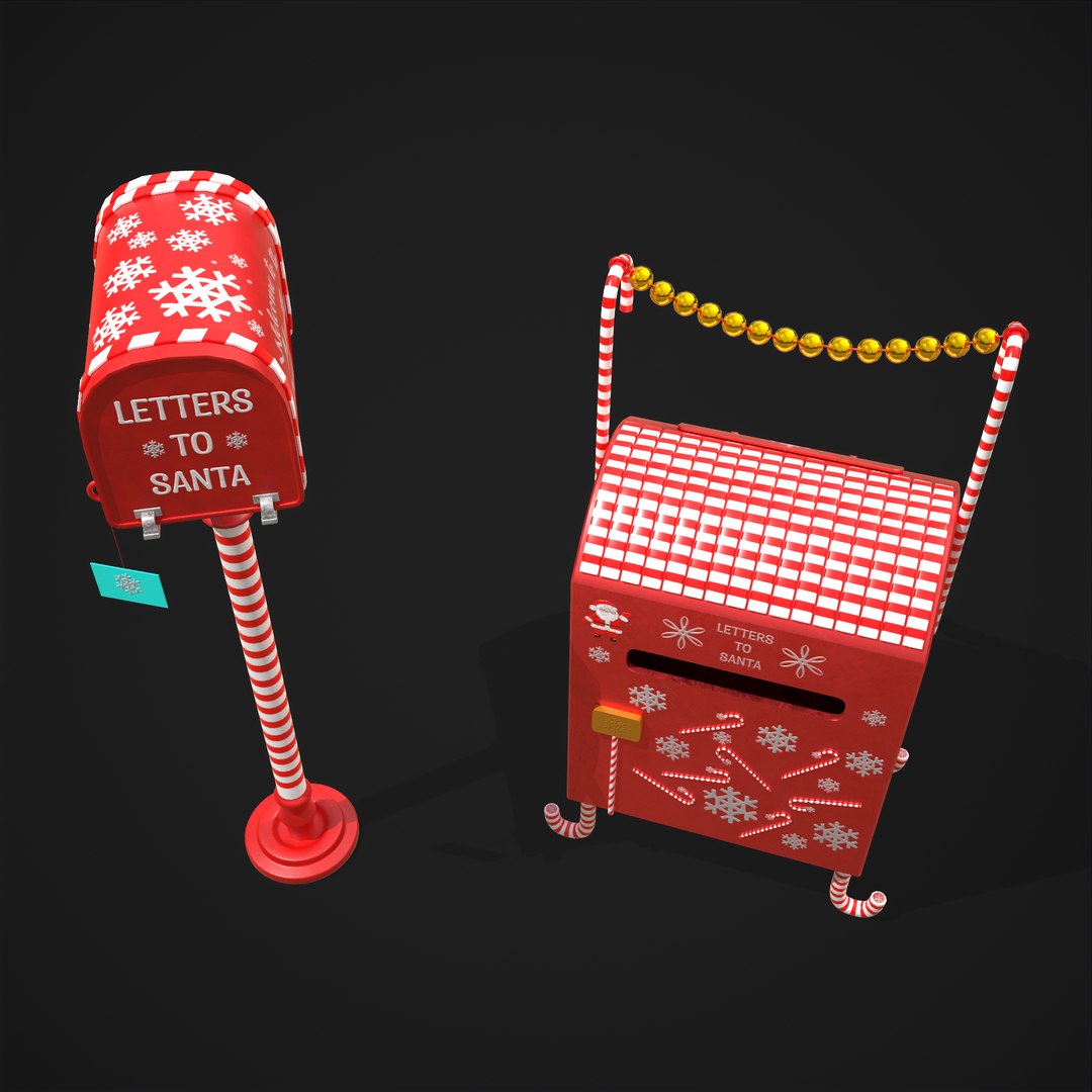 3D Christmas Santas Mail Boxes - TurboSquid 1824628