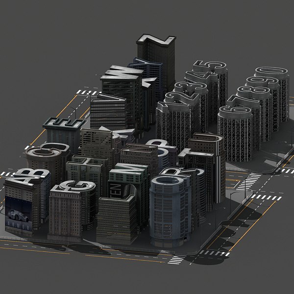 3ds max alphabetical city buildings