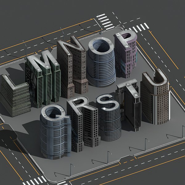 3ds max alphabetical city buildings