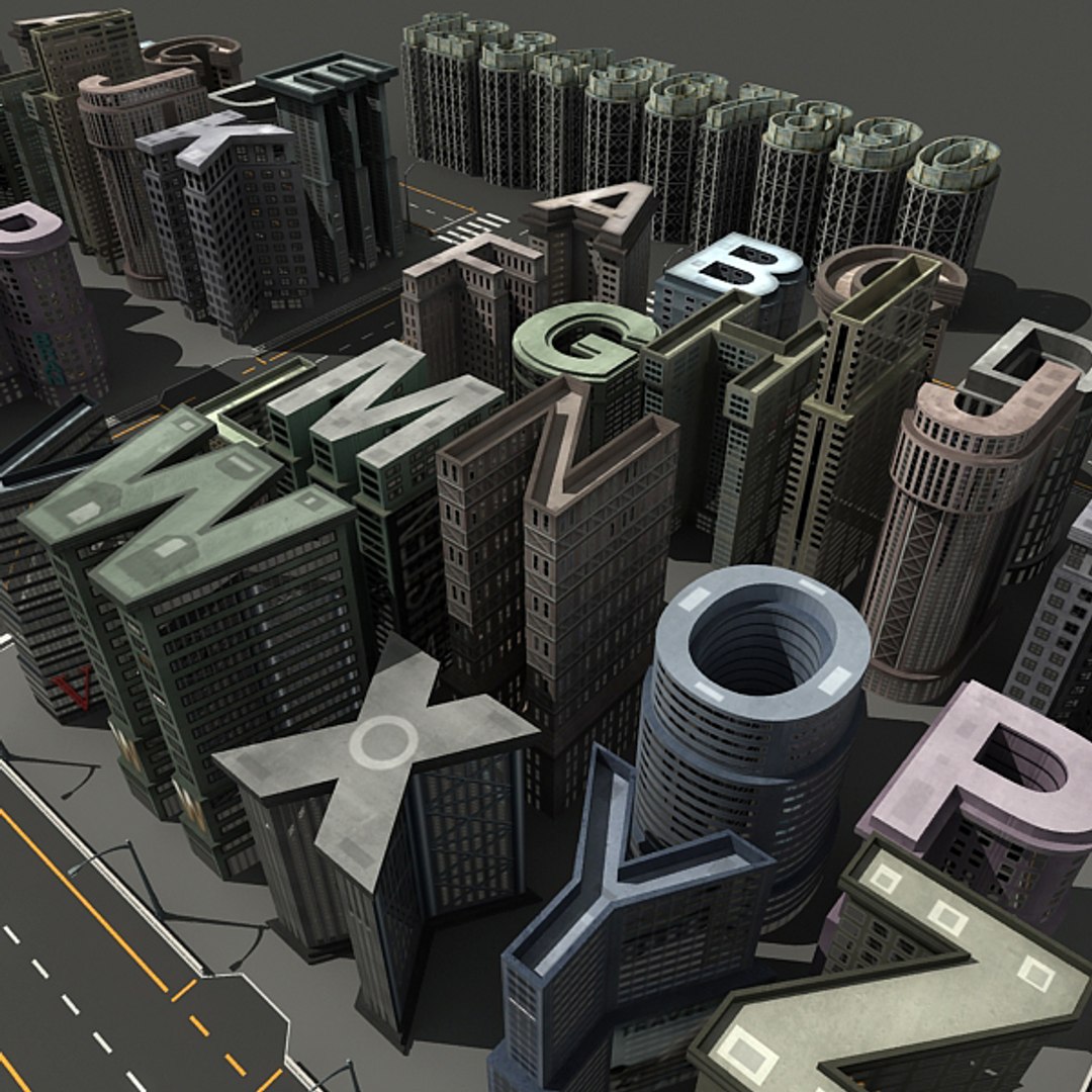 3ds Max Alphabetical City Buildings