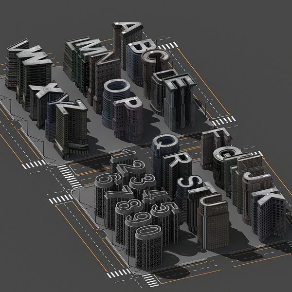 3ds max alphabetical city buildings
