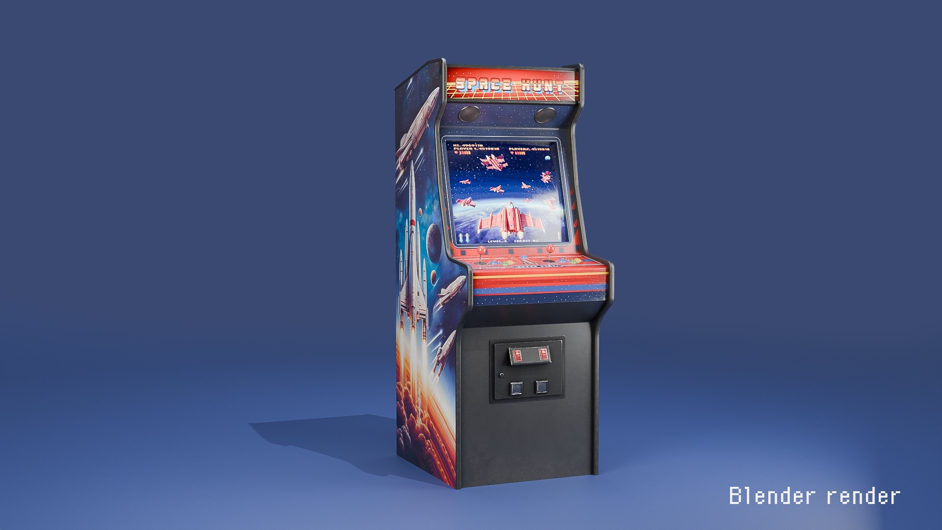 3D Space Hunt Arcade Machine Low-poly Model - TurboSquid 2196940