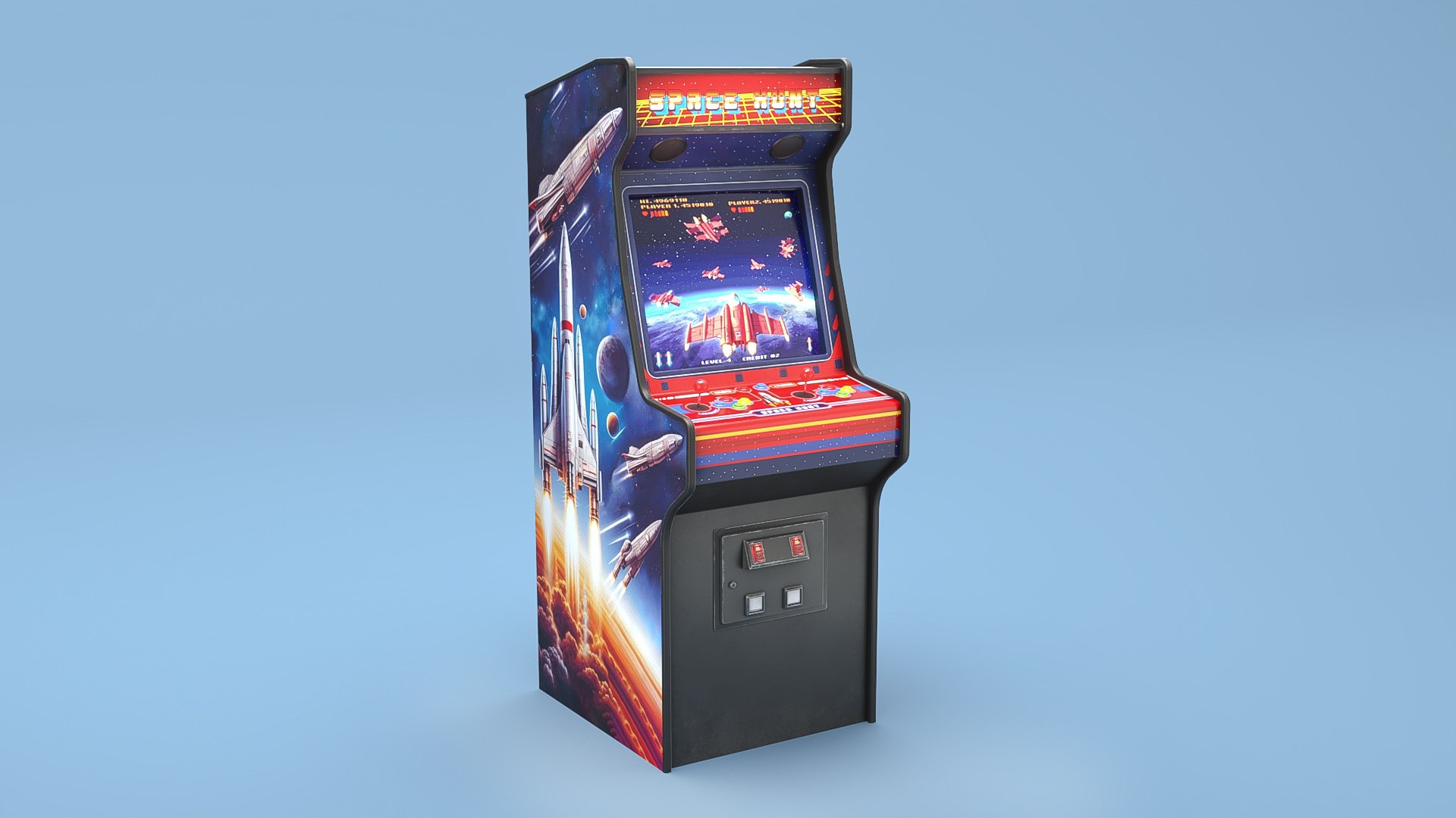 3D Space Hunt Arcade Machine Low-poly Model - TurboSquid 2196940