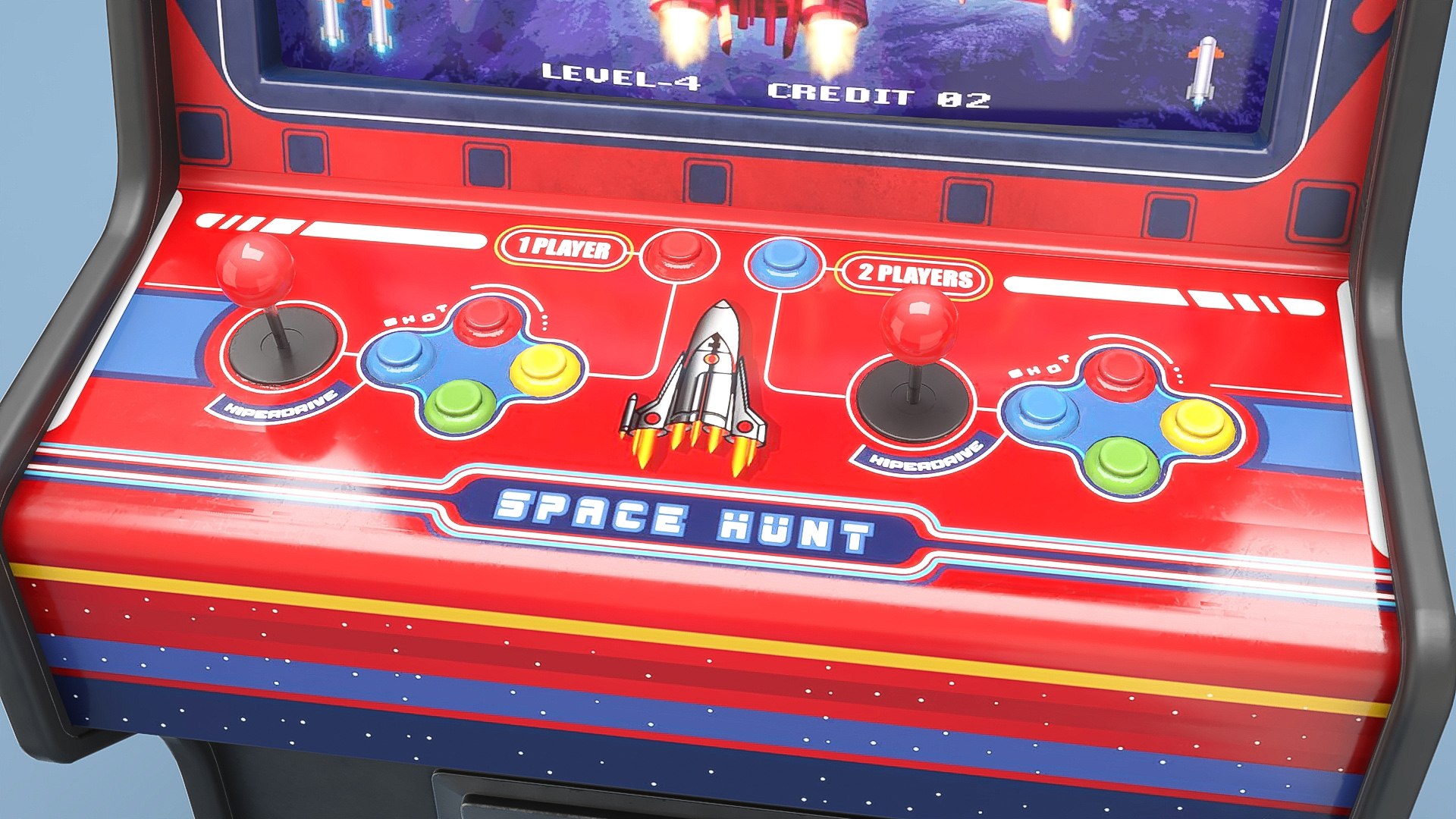 3D Space Hunt Arcade Machine Low-poly Model - TurboSquid 2196940