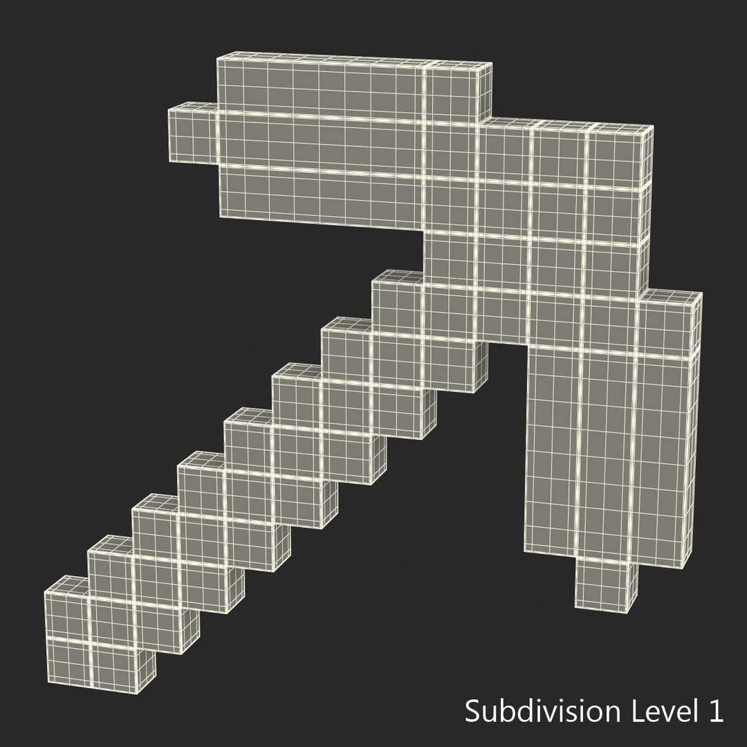 3d Model Minecraft Pickaxe Iron