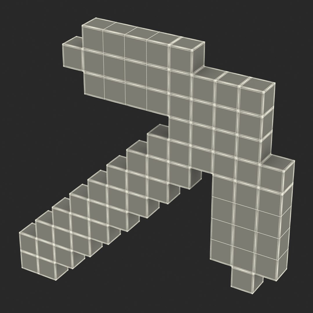 3d Model Minecraft Pickaxe Iron