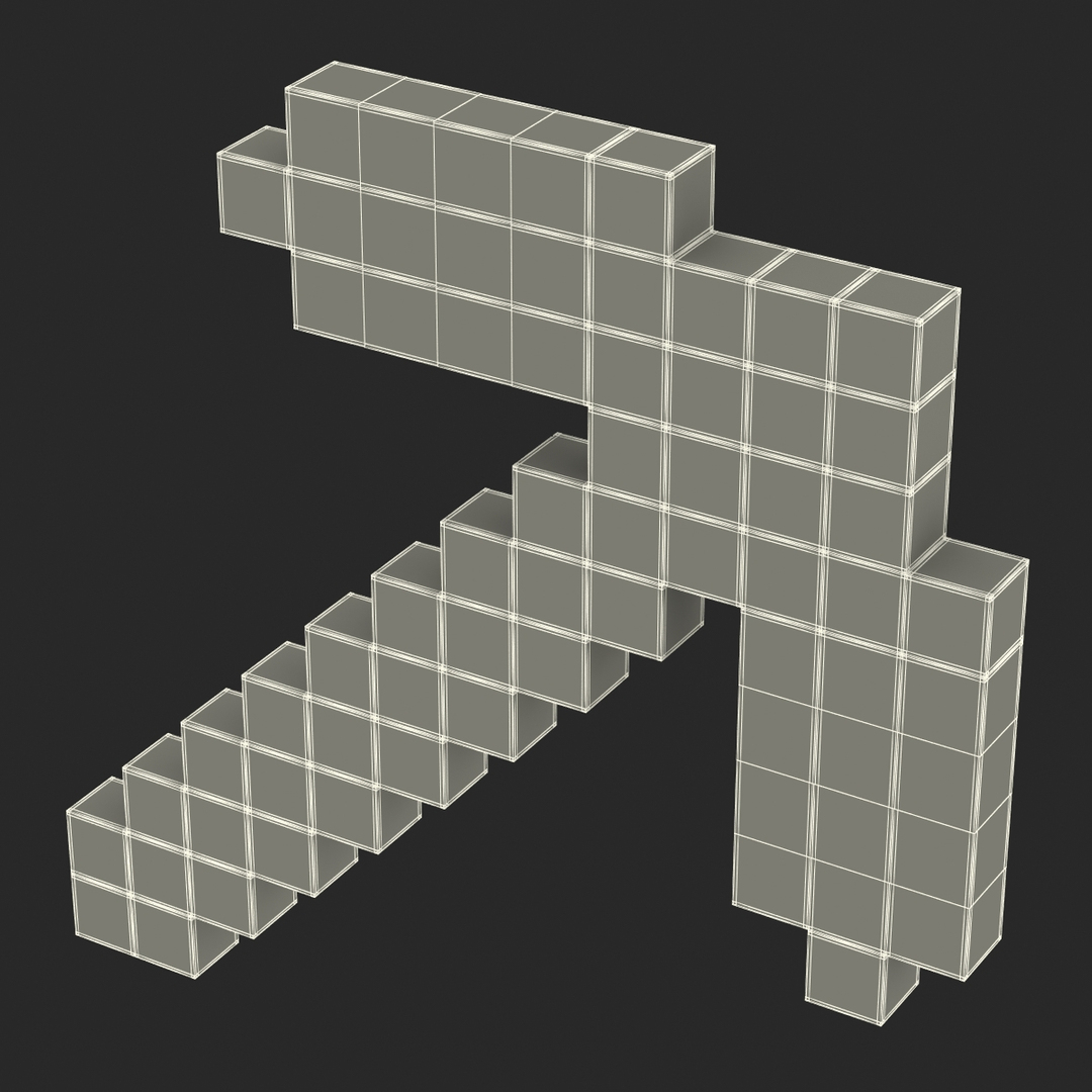3d model minecraft pickaxe iron