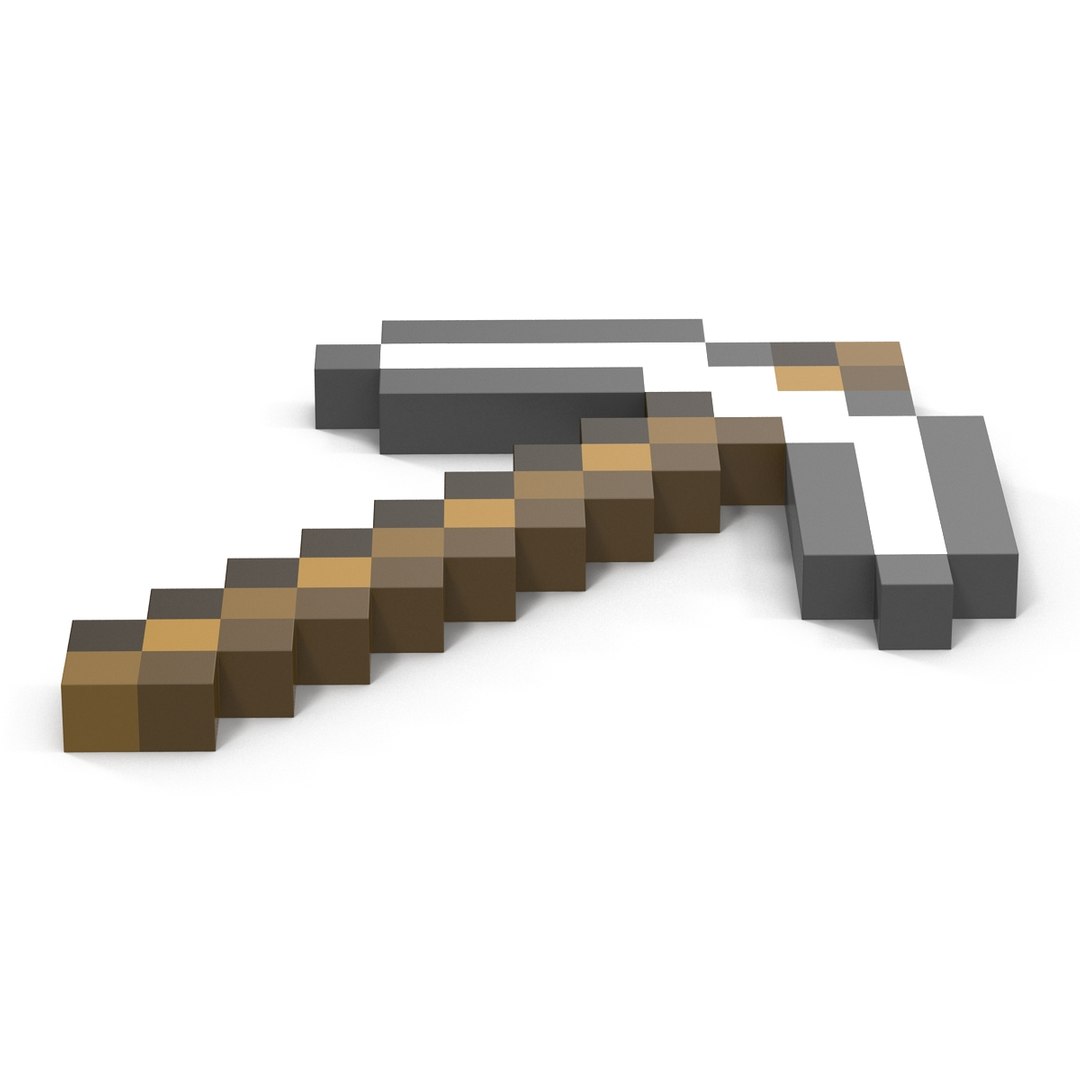 3d Model Minecraft Pickaxe Iron