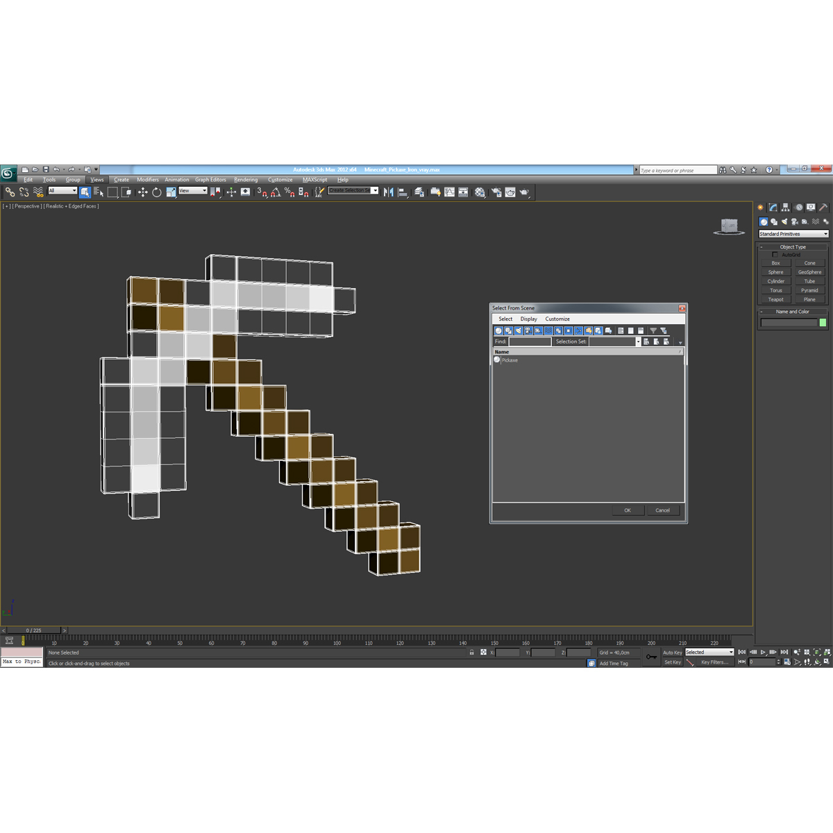 3d model minecraft pickaxe iron