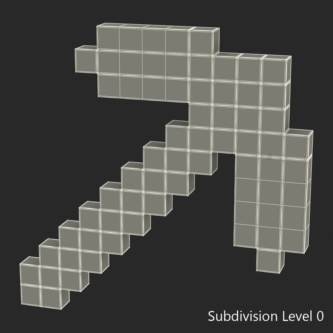 3d Model Minecraft Pickaxe Iron