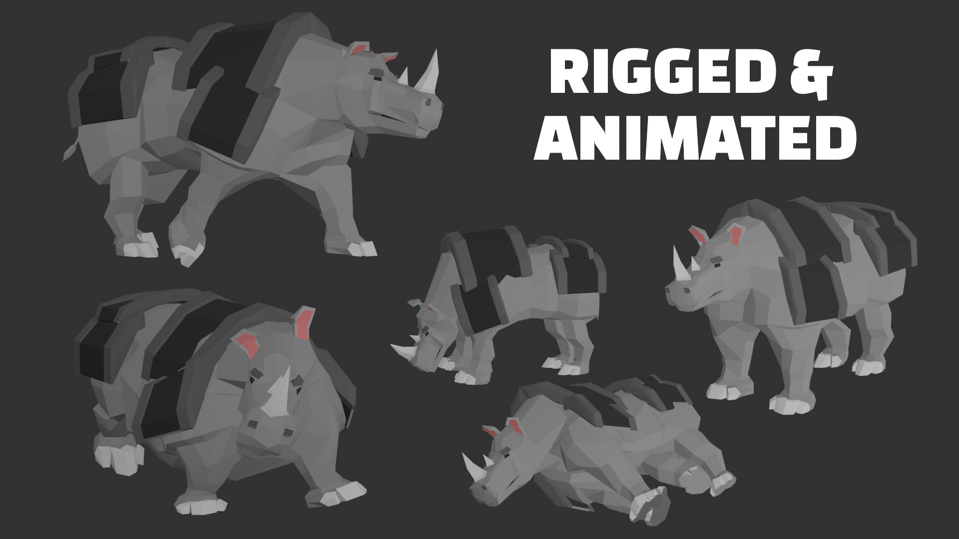 3D LOW POLY Rhino Armor - ANIMATED - TurboSquid 2145258