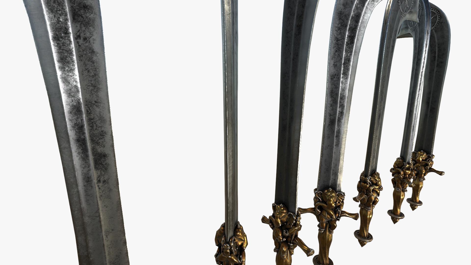 Fantasy Sword RPG Indian Kora Kukri Katar Khopesh Sickle Grooved Sword ...