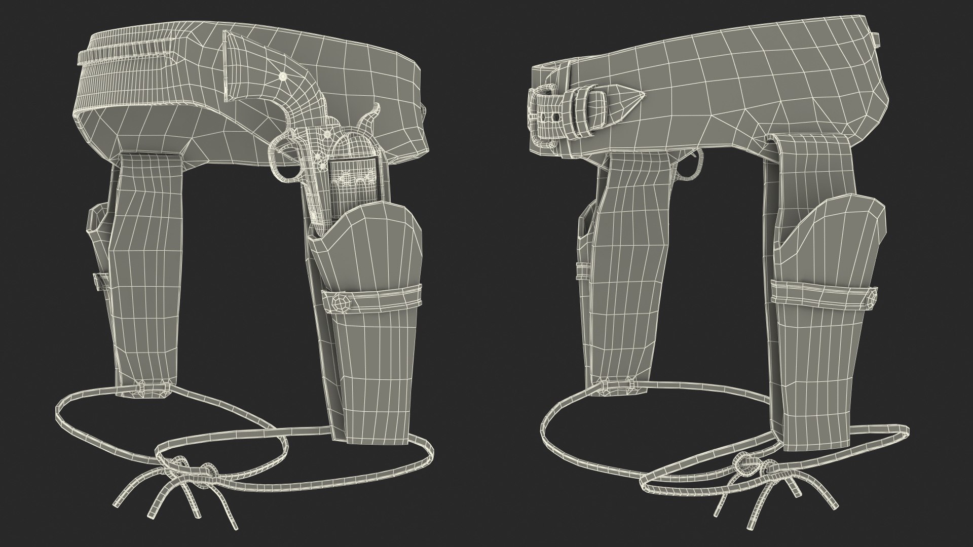 3D Model Double Gun Belt Brown With Gun - TurboSquid 1774159