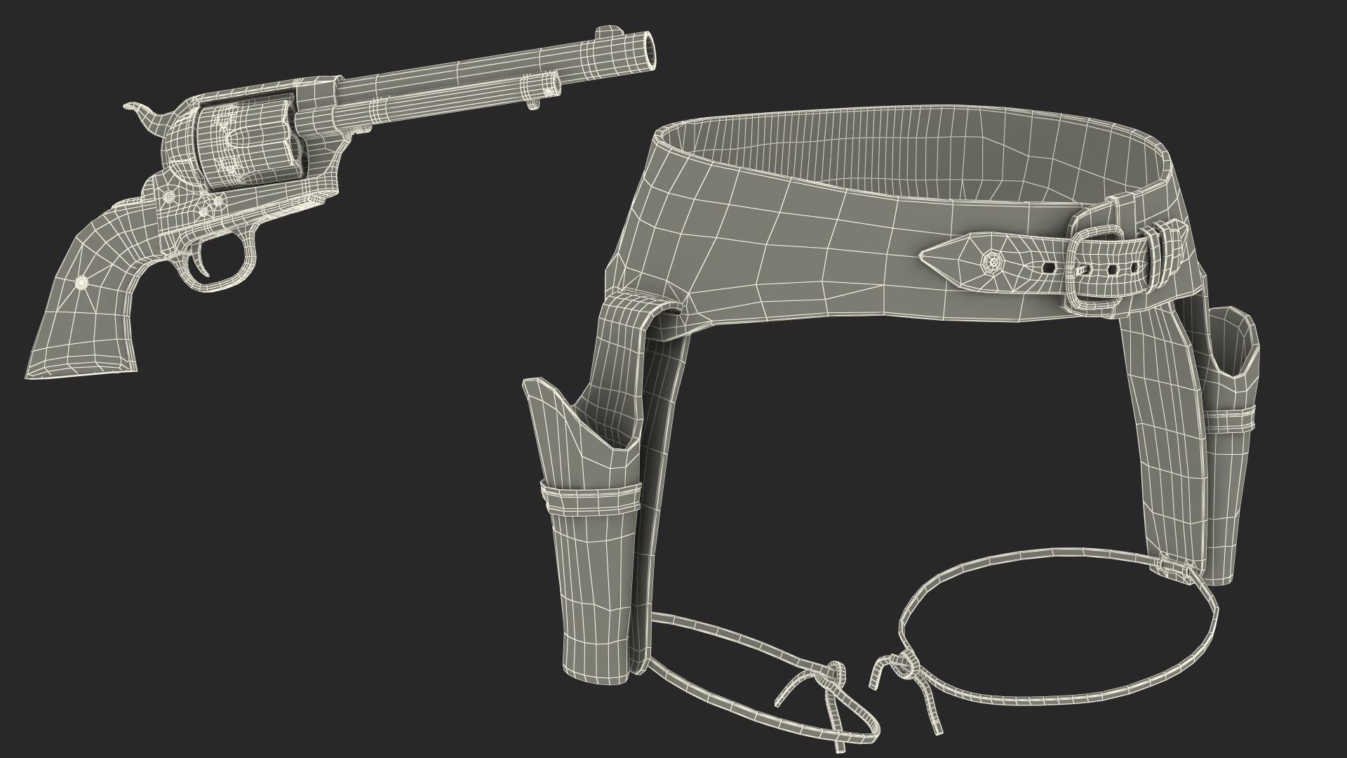 3D Model Double Gun Belt Brown With Gun - TurboSquid 1774159